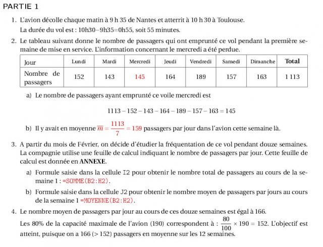 Sujet de brevet de mathématiques et correction : France métropolitaine ...